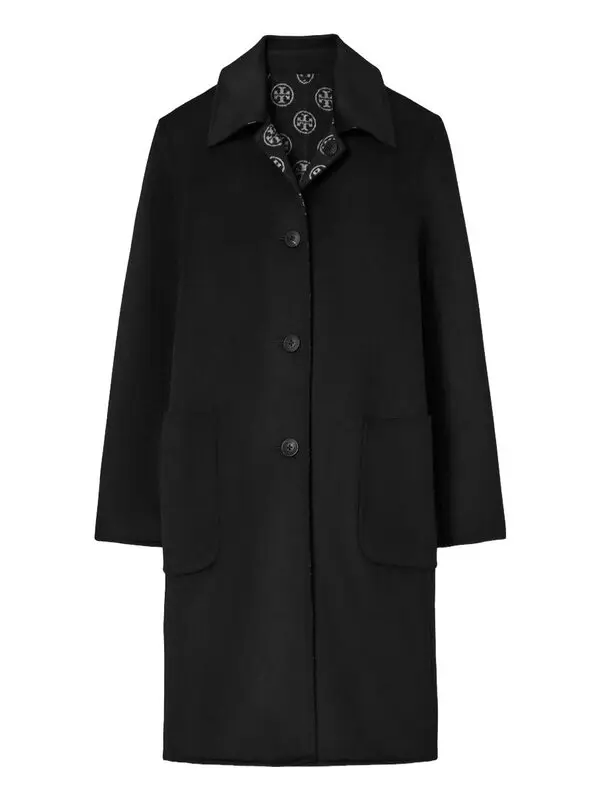 今期！大特価！半額以下！新品！TORY BURCH ロゴボタンウールコート Tory Burch Brushed Wool Coat | Black | FARFETCH